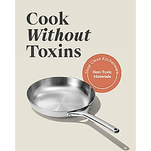 Caraway Stainless Steel Fry Pan (2.7 qt, 10.5") - 5-Ply Stainless Steel Pan - Oven Safe & Stovetop Agnostic - Non Toxic, PTFE & PFOA Free