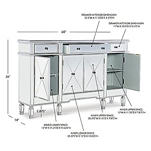 Powell Company Mirrored 4-Door 3-Drawer Console