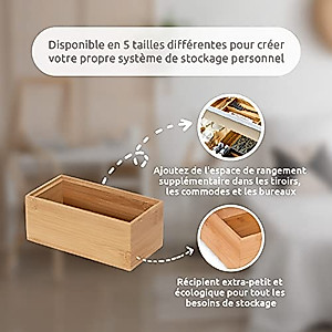 Compactor Osaka Bamboo Storage Box, Extra Small Stackable Wood Storage Box, 15 x 7.5 x H. 6.5 cm, Natural Bamboo, Brown RAN6966