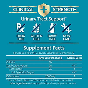 AZO D-Mannose Urinary Tract Health, Cleanse, Flush & Protect The Urinary Tract*, #1 Pharmacist Recommended Brand, Clinical Strength, Non-GMO, 120 Count