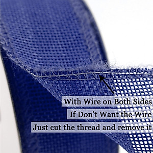 MEEDEE Royal Blue Burlap Ribbon 1.5 Inch Wired Edge Roll for Christmas Wreath, Welcome Wreath, Gift Wrapping, Garland, Bows Making, Swag, Home Decor (10 Yards)