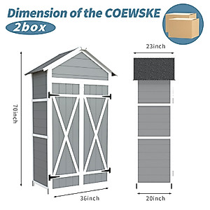 COEWSKE Outdoor Storage Shed, Small Tool Storage Cabinet, Waterproof Weather Resistant Wood Storage House Lockable with Floor for Backyard, Garden, Patio