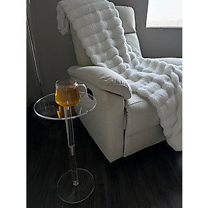 QIXIN Minimalist Acrylic Side Table Clear Acrylic Drink Table Small Round Side Table Small Table for bdaroom Small Drink Table Small Round Table