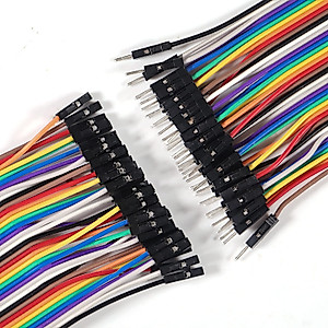 120Pcs Breadboard Jumper Wire Multicolored Wire Ribbon Cables Kit 20CM 40 Pin Male to Female Multicolored Ribbon Cables