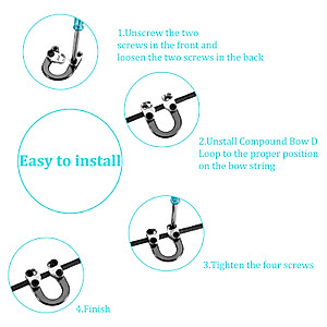 2 Sets Archery D Loop Compound Bow Metal U Nock D Ring Buckle Release Nocking Loop with Screwdrivers for Hunting Installation Accessories