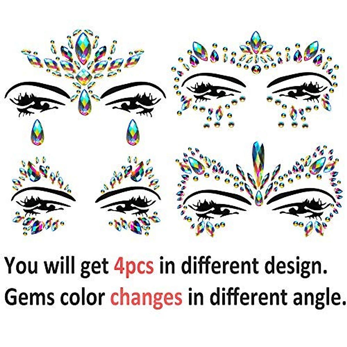 Festival Clothing Rave Accessories Face Jewels Gems Stickers Carnival Mermaid Costume Glitter