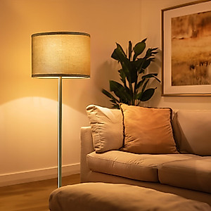 Oneach 61" Farmhouse Industrial Floor Lamp for Living Room Standing Floor Lamp Rustic Floor Lamps for Living Room Bedroom Tall Lamps with Foot Switch for Bedroom with Grey Linen Lamp Shade