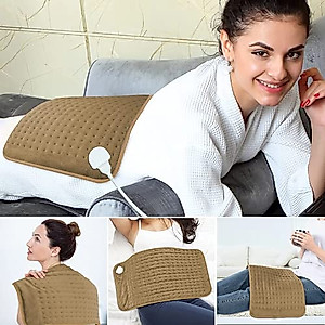 Heating Pad for Back Pain Relief, Moist & Dry Therapy Fast Heating 6 Heat Settings Auto Shut-Off Machine Washable, Electric Heating Pad for Neck Shoulders and Waist, 12'' x 24''(Coffee)