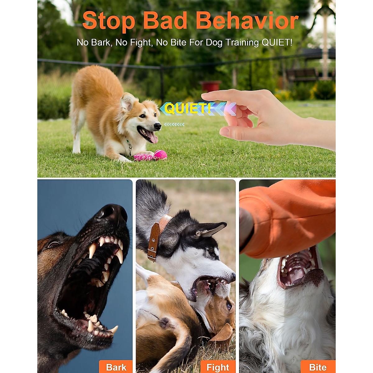 2024 Dog Training Bark Deterrent Device, Anti-Barking Device with HD Display and LED Flashlight for Dogs, Stop Bad Behavior Without Yelling or Swatting, Ultrasonic Stopper Alternative to Shock Collars