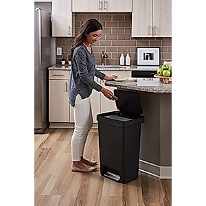 Rubbermaid Premier Series II Step-On Trash Can for Home and Kitchen, with Lid Lock and Slow Close, 13 Gallon, Charcoal