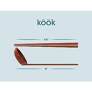 KooK Ceramic Japanese Ramen Bowl Set, with Wooden Spoons and Chopsticks, Noodle Soup Bowl, Microwavable, for Udon Soba Pho Asian Noodles, 60 oz, Black/Red, Set of 2