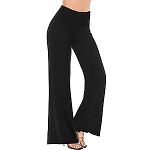 Hybrid & Company Women Palazzo Pants w/Fold Over Waist Band KPZ26932 M Black