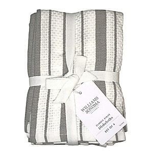 Williams-Sonoma Classic Striped Dishcloths, Dishrags, Drizzle Grey (Set of 4)