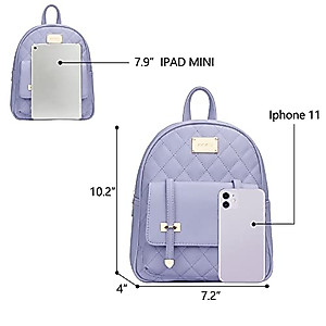 KKXIU Women Small Backpack Purse Synthetic Leather Quilted Mini Daypack Fashion Bookbag for Ladies (Purple)