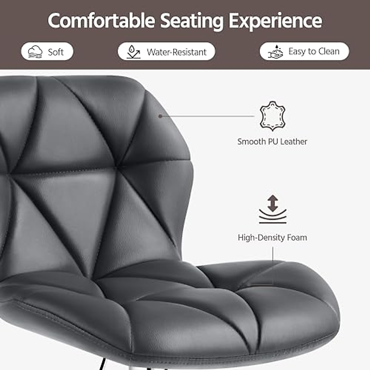 Yaheetech Bar Stools Set of 4, Adjustable PU Leather Swivel Barstools, Modern Counter Stools with Back and Footrest, Counter Height Barstools for Bar, Kitchen, Dining Room, Grey