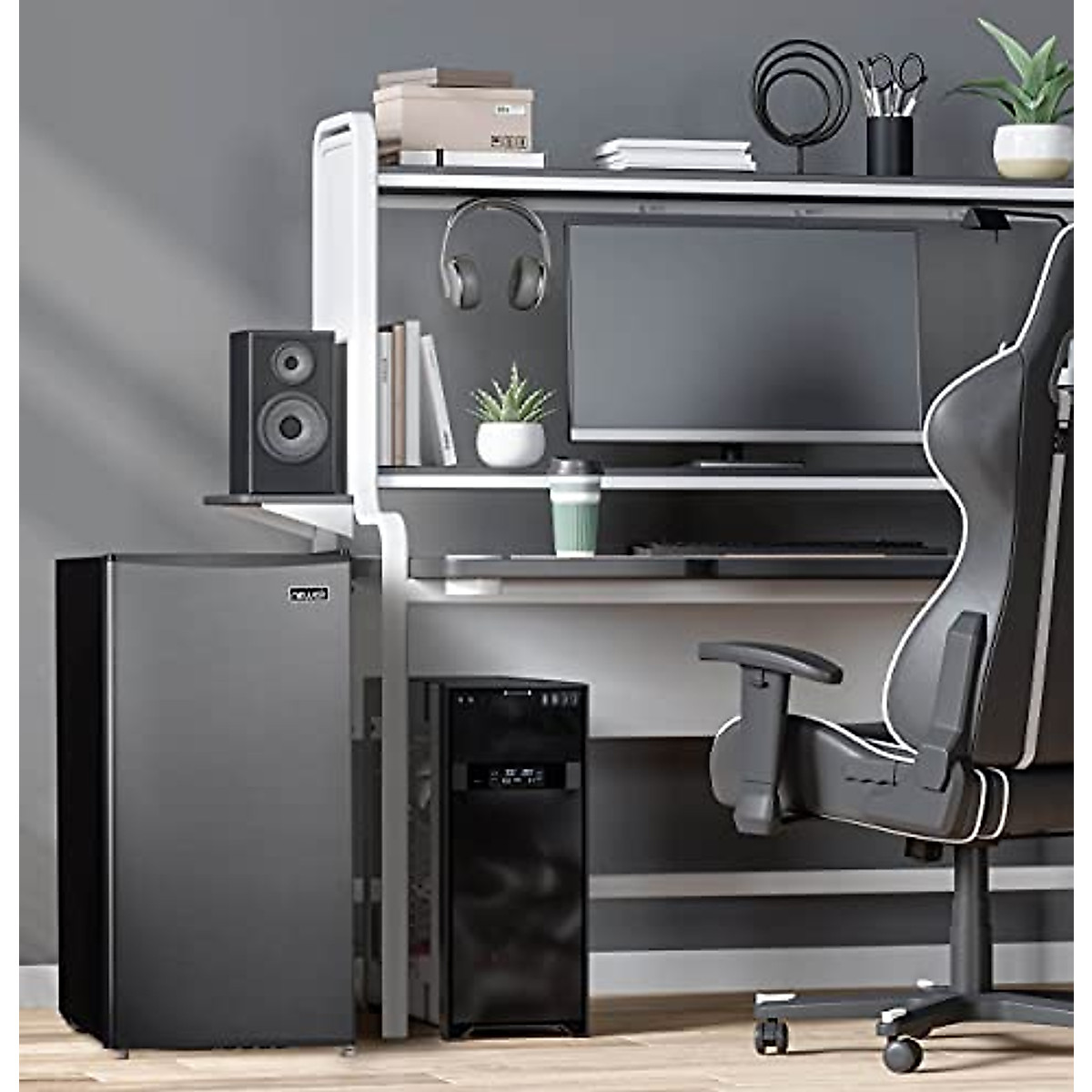 NewAir 3.3 Cu. Ft. Compact Mini Refrigerator with Freezer in Gray, Can Dispenser and Energy Star, Perfect for Dorm Rooms, Bedrooms, Home Offices, and RV Vans