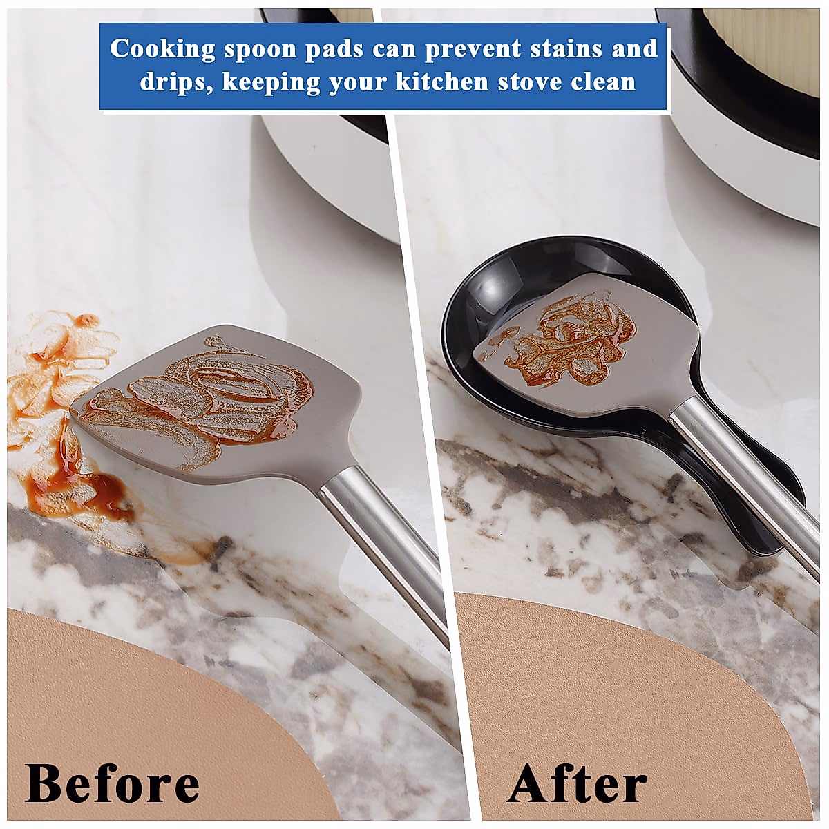 Kyraton Spoon Rest 2 Pack, Plastic Spoon Holder For Kitchen Counter, Kitchen Utensil Rack For Spoons, Tongs, Spatulas, Spoon Rack For Hob, Dishwasher Safe