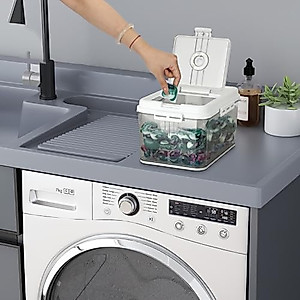 Sumnacon Food Storage Containers Sealed Food Storage Bins with Timer Lid for Kitchen or Pantry to Store Snacks,Rice,Pet Food,Flour Storage Container Plastic Stackable Laundry Pod Container(Large)