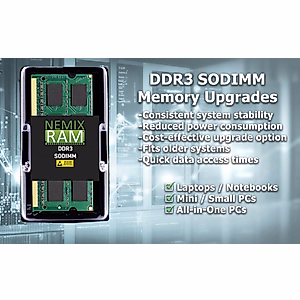 NEMIX RAM 16GB (2X8GB) DDR3 1600MHZ PC3-12800 2Rx8 1.35V 204-PIN Non-ECC SODIMM Laptop PC PC Unbuffered Memory KIT