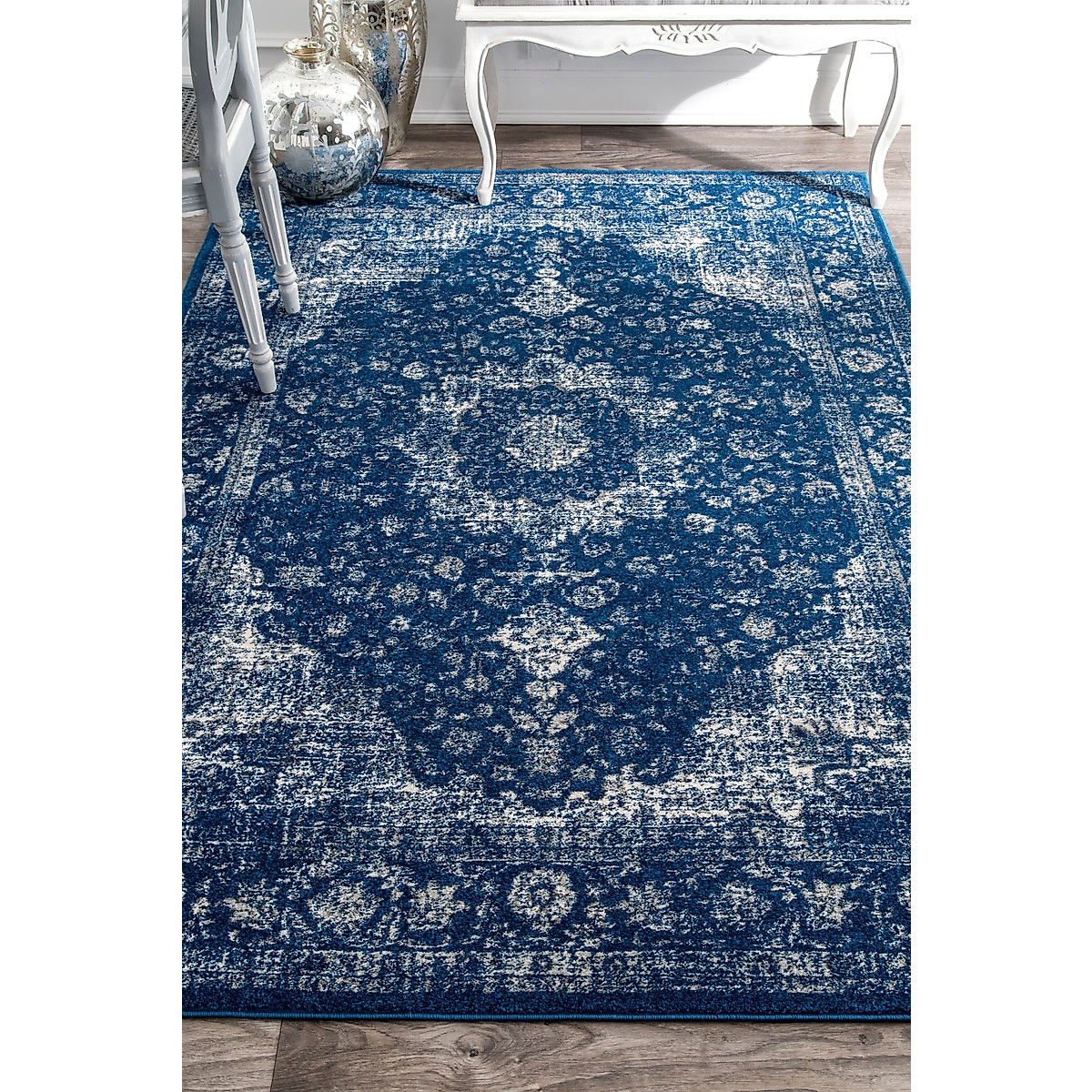 nuLOOM Paisley Verona Vintage Persian Area Rug, 4' x 6', Dark Blue