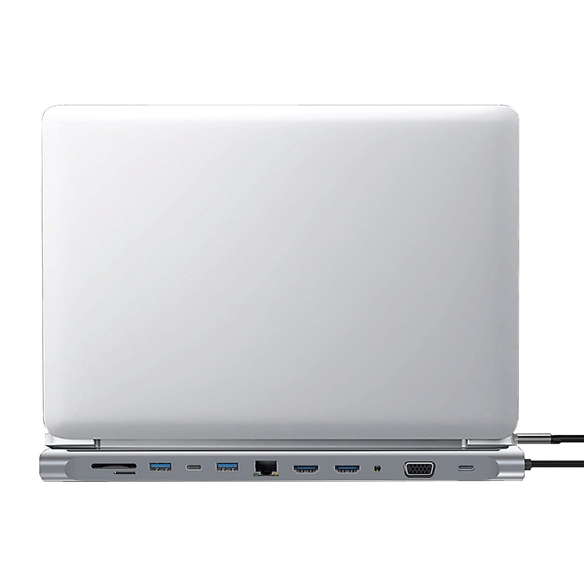 Feilx Ultra-Slim Data USB Hub,12 in 1 USB C Hub Laptop Docking Station Type-C to Dual HDMI-Compatible/VGA/USB 3.0 Hub/PD/RJ/Micro-SD/TF Card Dock Adapter