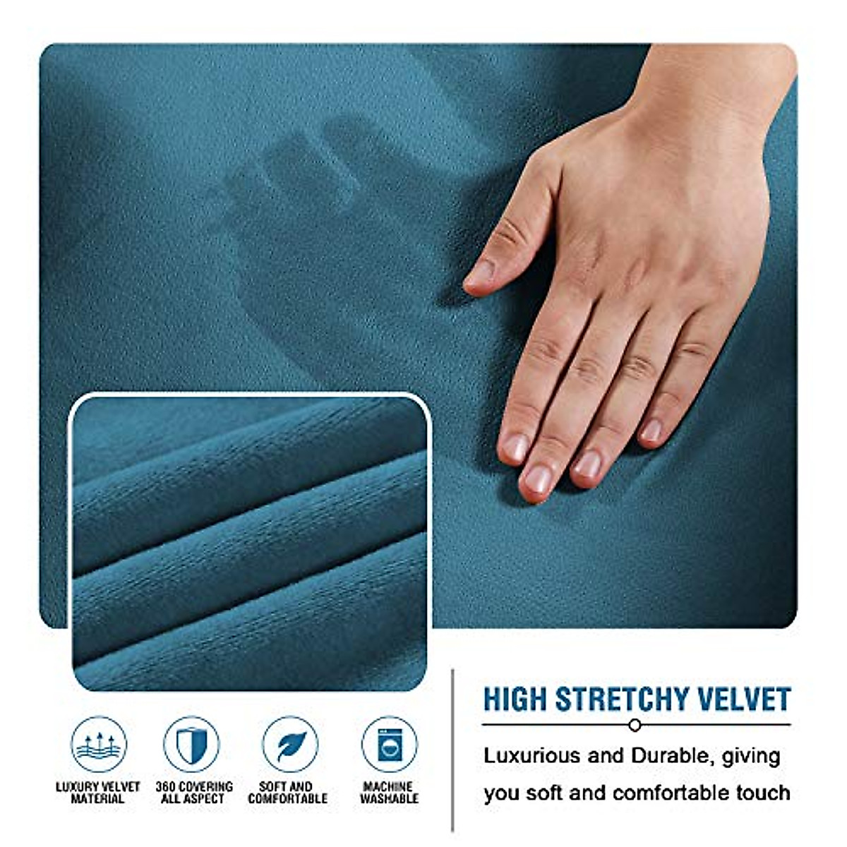 H.VERSAILTEX Real Velvet Futon Cover Armless Sofa Covers Sofa Bed Covers Stretch Futon Couch Cover Sofa Slipcover Furniture Protector Thick Soft Velvet Fabric Form Fitted Stay in Place, Peacock Blue