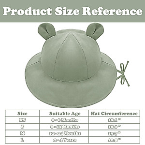 Baby Hats 0-6 Months Baby Boy Sun Hat Bear Ears Infant Sun Hat Beach Infant Hats for Girls Cute Infant Bucket Hat Green