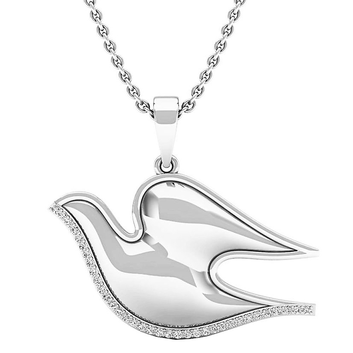 Dazzlingrock Collection 0.11 Carat (ctw) Round White Diamond Ladies Dove Pendant (Silver Chain Included), Sterling Silver