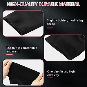 Bencailor 2 Pairs Fleece Leg Warmers Women Over Knee Winter Thick Fleece Lining Elastic Socks for Winter Compression Socks (Black,Footless Style)