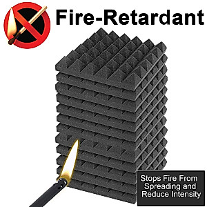 24 Pack Sound Proof Foam Panels for Walls 2 Inches Thick Acoustic Foam Panels for Wall Pyramid, 2" X 12" X 12" Sound Absorbing Dampening Studio Foam soundproof wall panels Wedge Tiles