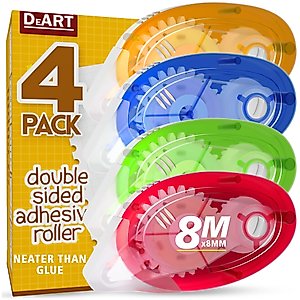 Double Sided Tape Roller, Scrapbook Tape Dispenser Runner, Photo-Safe, Neater Than Glue Sticks, Photo Tape for Scrapbooking- Glue Tape for Home Office School Crafts & Arts Projects (4)