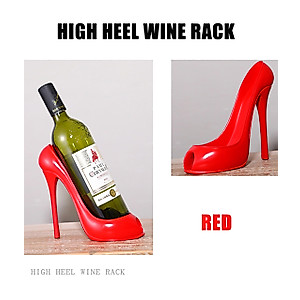 EBOXER Home High Heel Wine Bottle Holder 7.5 Inch Tall, Stylish Wine Bottle Holder Shoe High Heel Shaped for Bar Home and Decor, Red