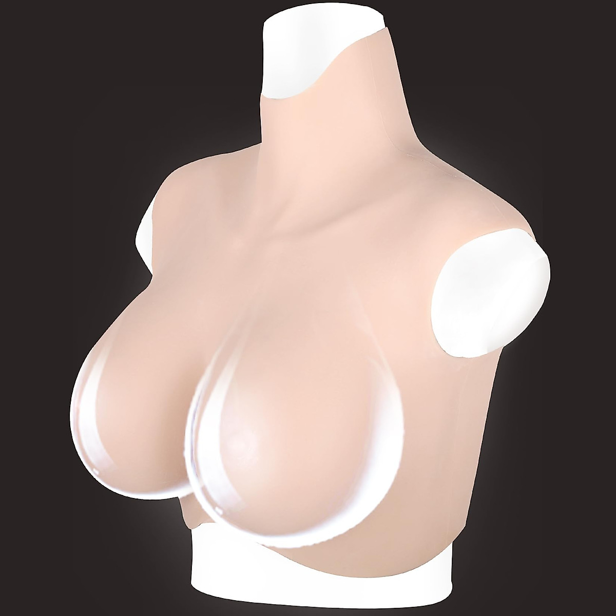 ICEVER New Generation Silicone Breast Plate Cotton Filled Breasts Half Body Crossdresser Fake Breast Forms Transgender (C Cup,Ivory)