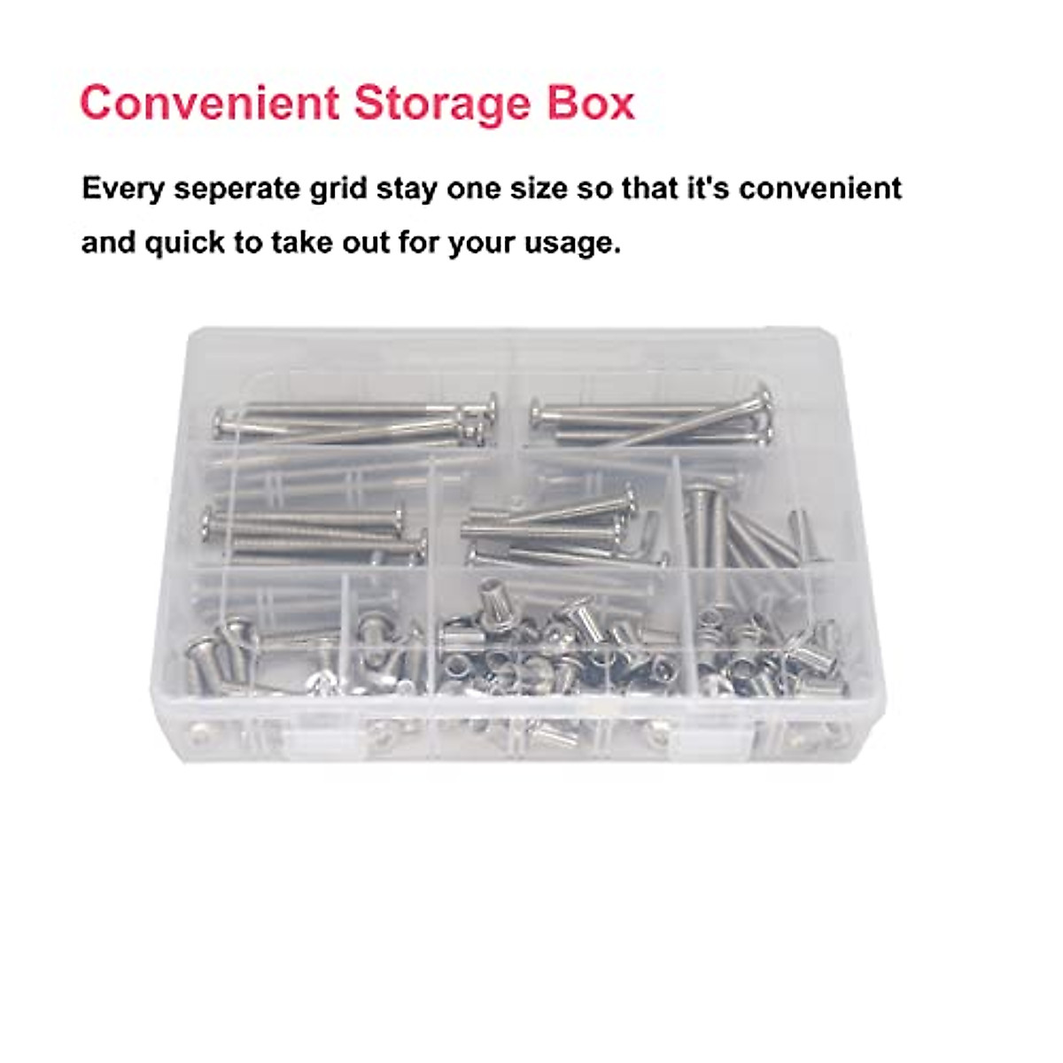cSeao 114pcs M6 Hex Socket Cap Allen Bolts Rivet Screws Furniture Connecting Nuts for Crib Bolts Nuts Kit, M6x15mm to 80mm, Nickel Plated