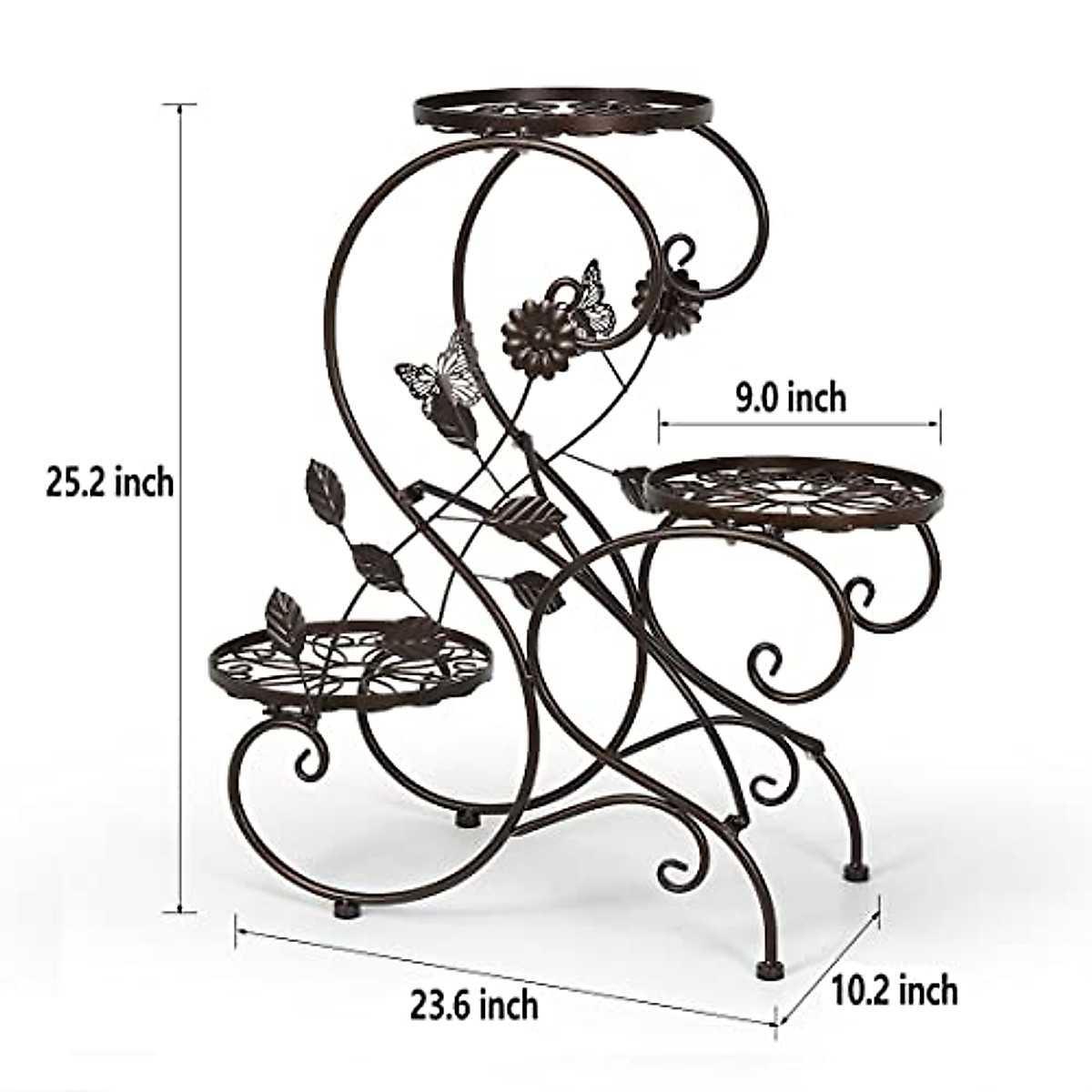 HLC 3 Tier Tall Plant Stand Outdoor Flower Stand Flower Pot Holder Display for Patio Garden Corner Balcony Living Room