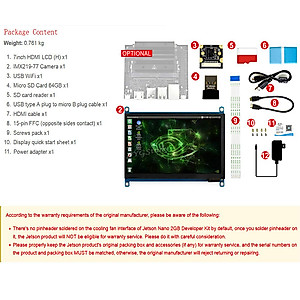 Jetson Nano 2GB Developer Accessories Kit for Small Powerful Computer AI Development Board with 7 inch IPS Touch HDMI Screen LCD Display Micro Card 64GB USB WiFi 8MP Camera Module @XYGStudy (AcceC)