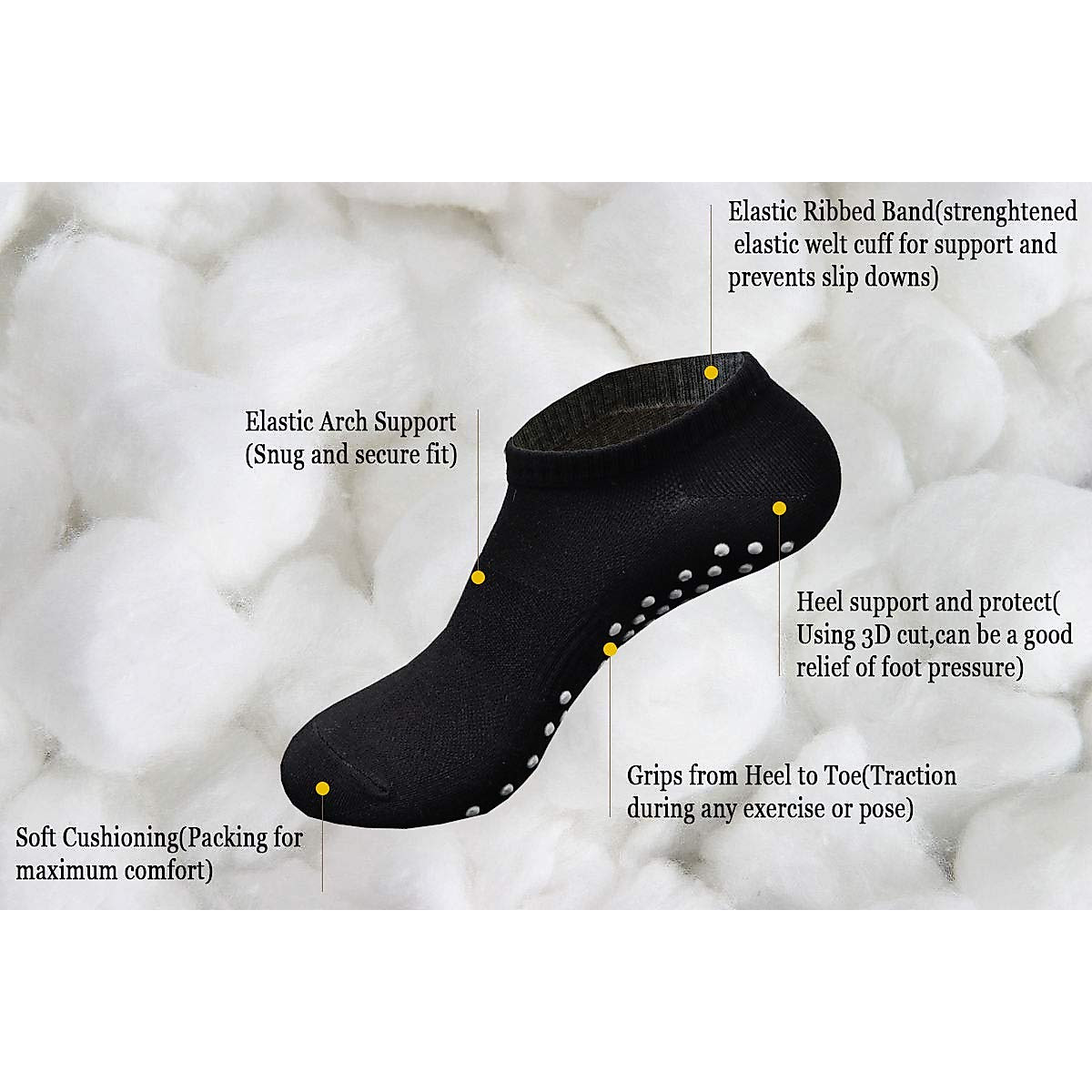 DIBAOLONG Non Slip Yoga Socks for Women, Anti-Skid Gripper Socks Pilates Barre Bikram Fitness Socks with Grips