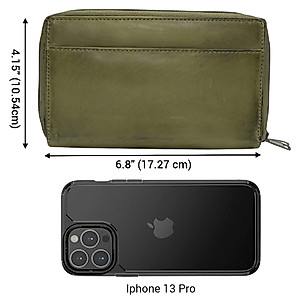 Swiss Marshall Women's RFID Blocking Double Zipper Smartphone Leather Wallet with Removable Checkbook Holder (Green)