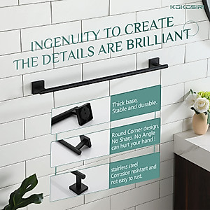 KOKOSIRI Towel Rails Bathroom Towel Bars Matte Black 24 Inch Bath Towel Holder for Cabinet Kitchen Wall Stainless Steel B4005BK-L24