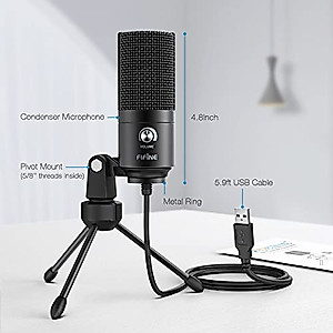 FIFINE USB Microphone, Metal Condenser Recording Microphone for Laptop MAC or Windows Cardioid Studio Recording Vocals, Voice Overs,Streaming Broadcast and YouTube Videos-K669B
