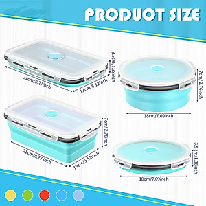 Dandat 10 Pieces 40.6 oz Silicone Collapsible Food Storage Container with Airtight Lids Stacking Meal Prep Lunch Containers for Kitchen, Traveling, Microwave Freezer Dishwasher Safe (Multicolor)