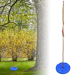 Saucer Tree Swing for Kids Adults，Climbing Rope Tree Swing Indoor Outdoor Disc Hanging Seat Playing Outdoor Play Equipment Children Toys(蓝色)