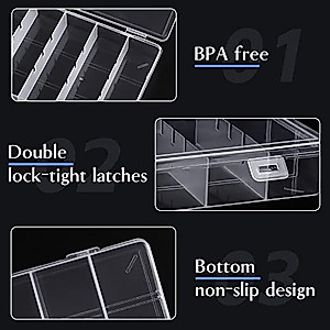 Jutieuo 2 Pack Clear Plastic Storage Containers Box - Visible Cosmetic Tools Storage Box - Makeup Tools Fishing Tackle Accessory Box Organizer - Organizer Box for Bead Jewelry Screws DIY Crafts
