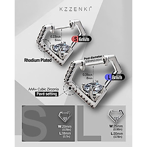 Diamond Shaped Huggie Hoop Earrings 14K Gold Plated Cubic Zirconia Cuff Earrings for Women Men Jewelry Gift