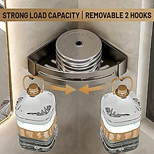 Shower Shelf Corner Caddy Organizers,Shower Caddy Corner with Removable Hooks,Adhesive Bathroom Caddy Storage,No Drilling Shower Shelves,Wall Mounted Corner Shower Caddy for Bathroom,Kitchen - 1 Tier