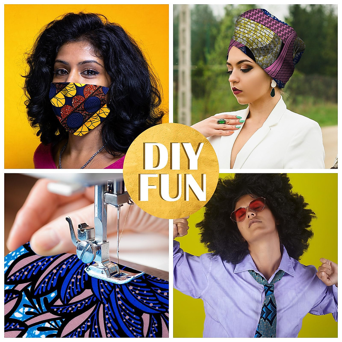 Mixweer 70 Pcs 10 x 10 Inch African Fabric Cotton Printed Wax Cloth African Ankara Fabric for Party Dress Crafts Supplies, 48 Styles Multicolored