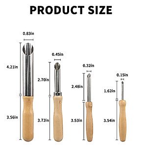 4 Pack Stainless Steel Circular Clay Hole Cutters, Wooden Handle Clay Tools for Drilling and Sculpture, Pottery Tools and Supplies