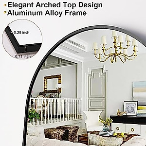 HARRITPURE 65"x22" Arched Full Length Mirror Free Standing Leaning Mirror Hanging Mounted Mirror Aluminum Frame Modern Simple Home Decor for Living Room Bedroom Cloakroom, Black