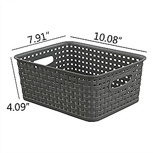Idomy 6-Pack Plastic Storage Baskets/Bins, Rectangle