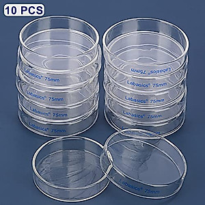 Labasics 10pk Glass Petri Dishes, 75x15 mm Autoclavable Borosilicate Glass Cell Culture Dishes Petri Dishes with Clear Lid for Laboratory